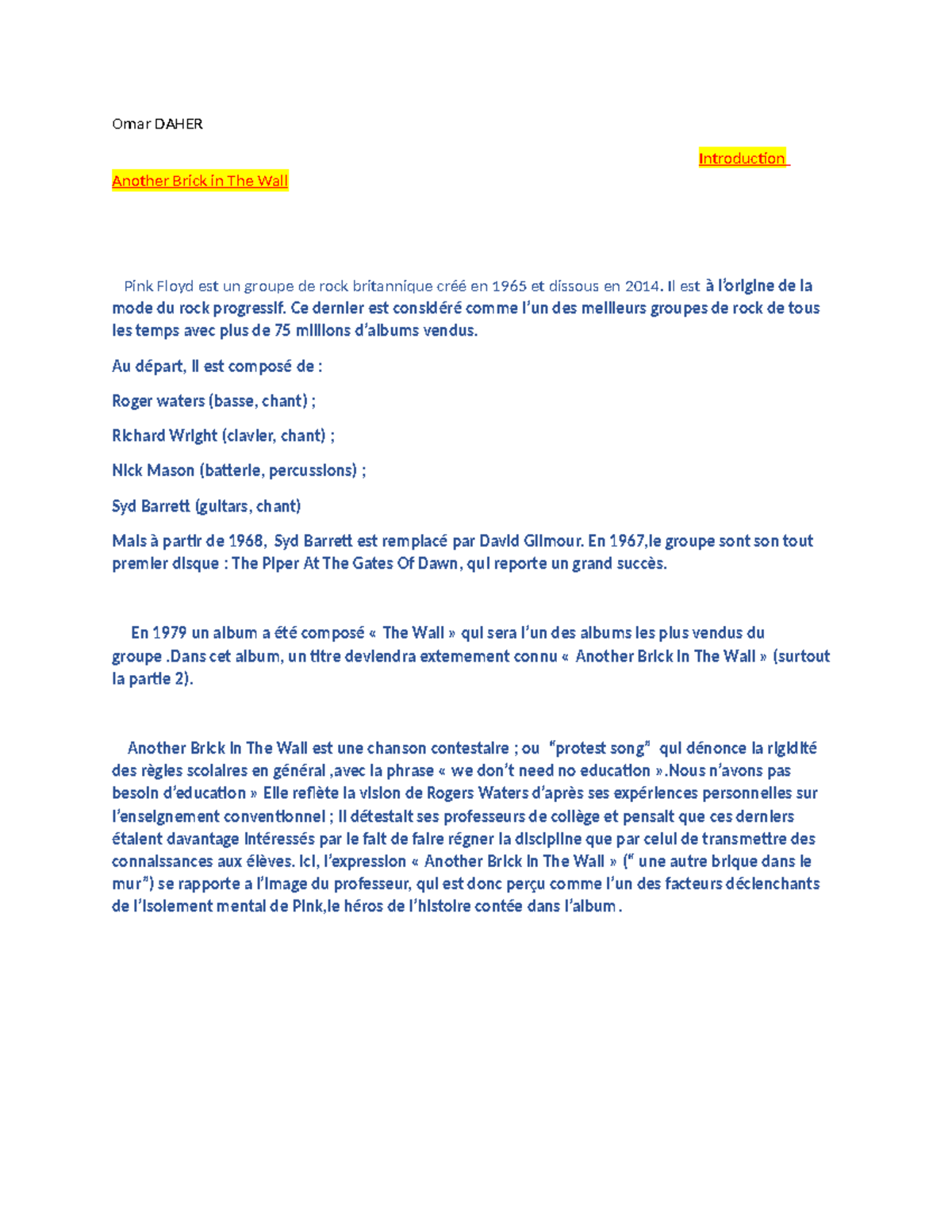 Omar Daher - .m,mn,n,. - Omar DAHER Introduction Another Brick in The ...