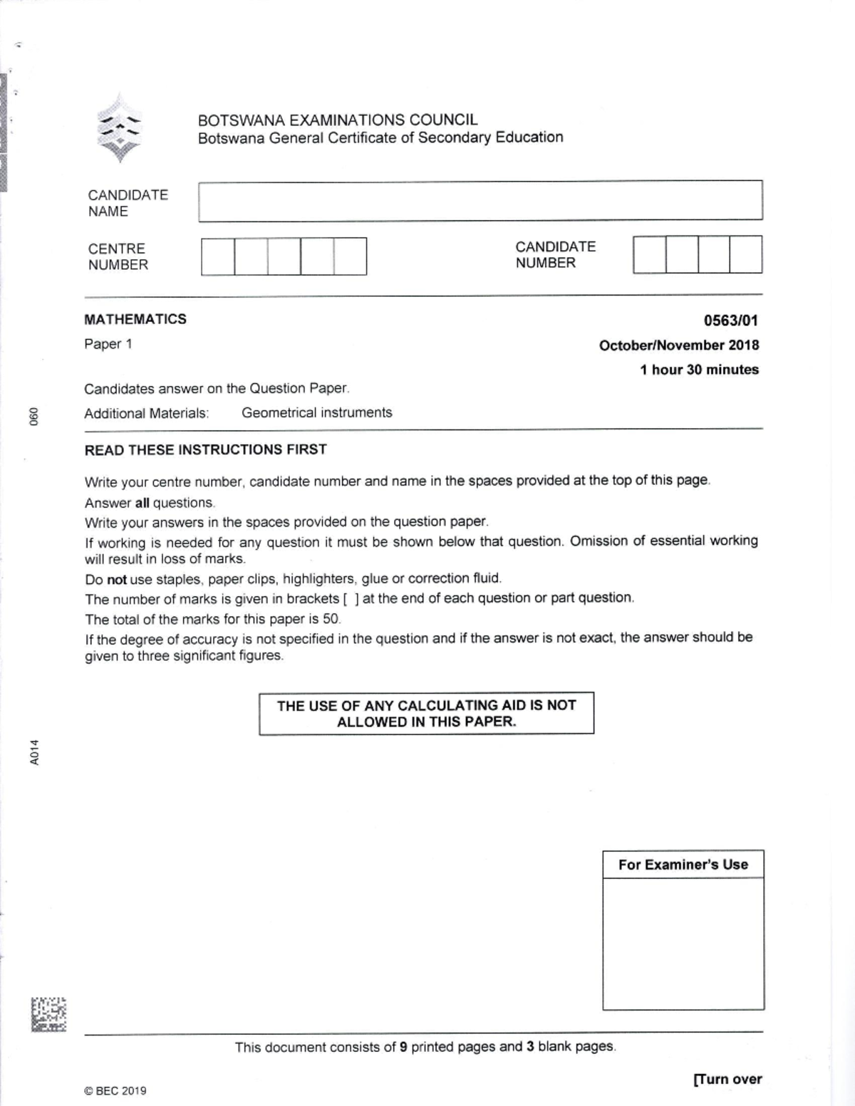 Mathematics PP1- 2018 - Add maths igcse - Studocu