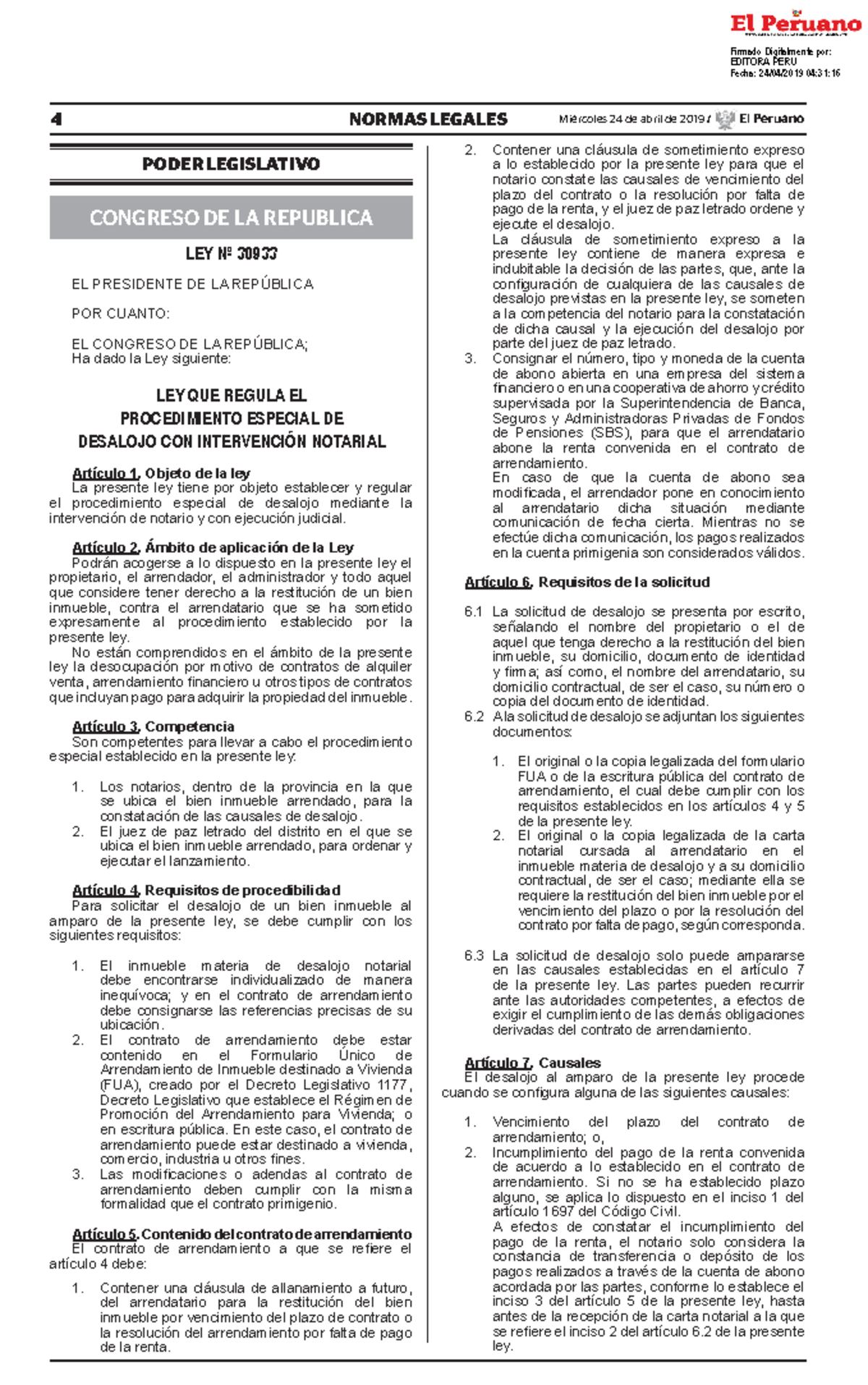 S9 Ley+del+Desa - mklml - 4 NORMAS LEGALES Miércoles 24 de abril de ...