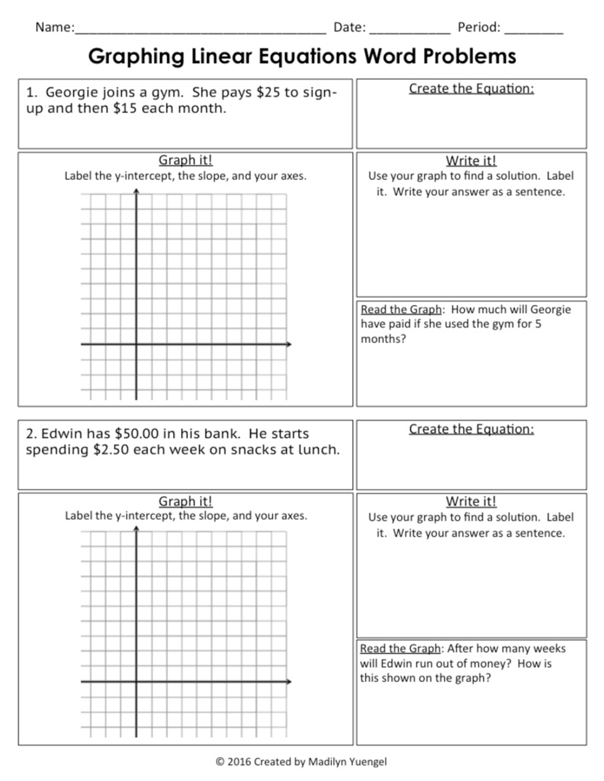 Linear Word Problems- slope intercept pages deleted - Studocu