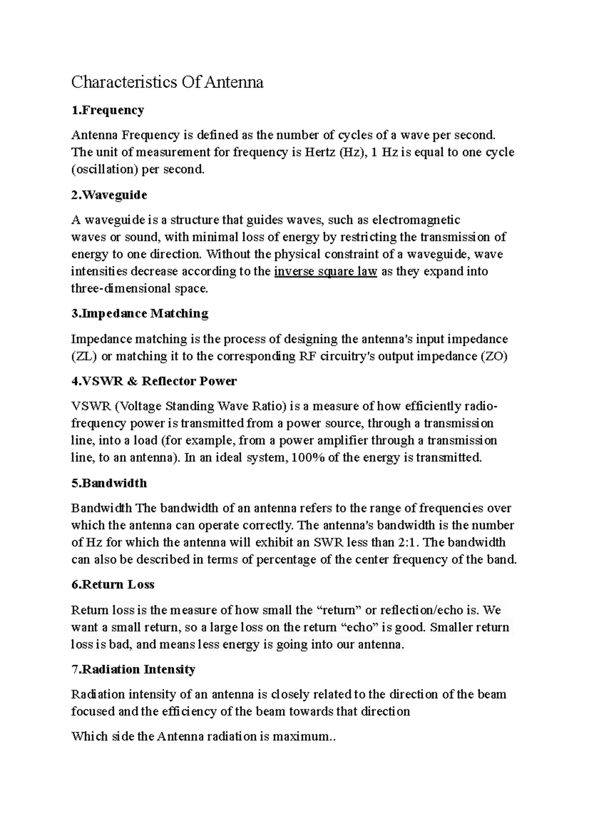 Characteristics Of Antenna - Characteristics Of Antenna 1 Antenna ...