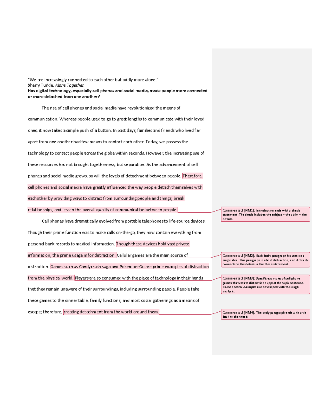 Prep sample pass wpe - Grade: A - “We are increasingly connected to ...