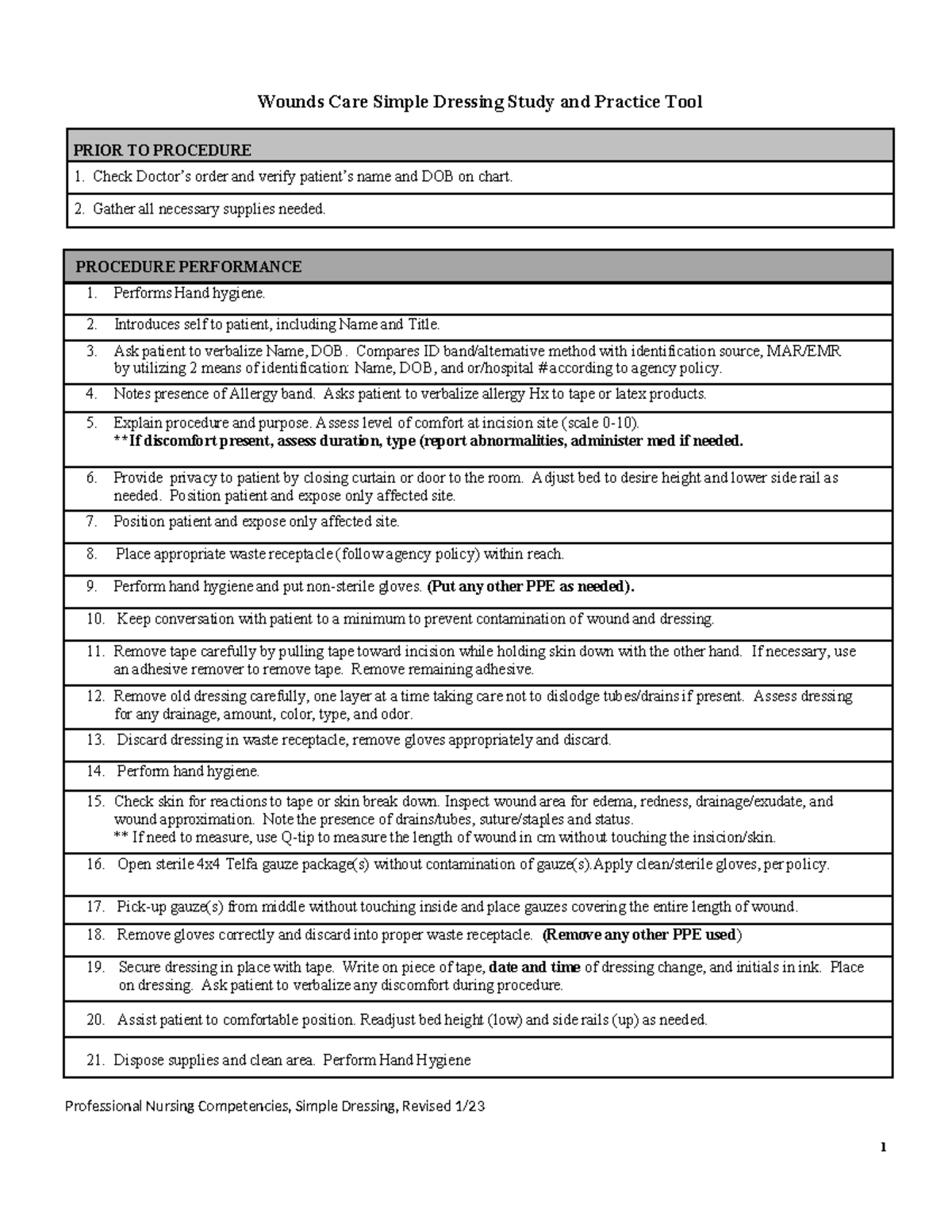 Wound Care Simple Dressing Study and Practice Tool - Gather all ...