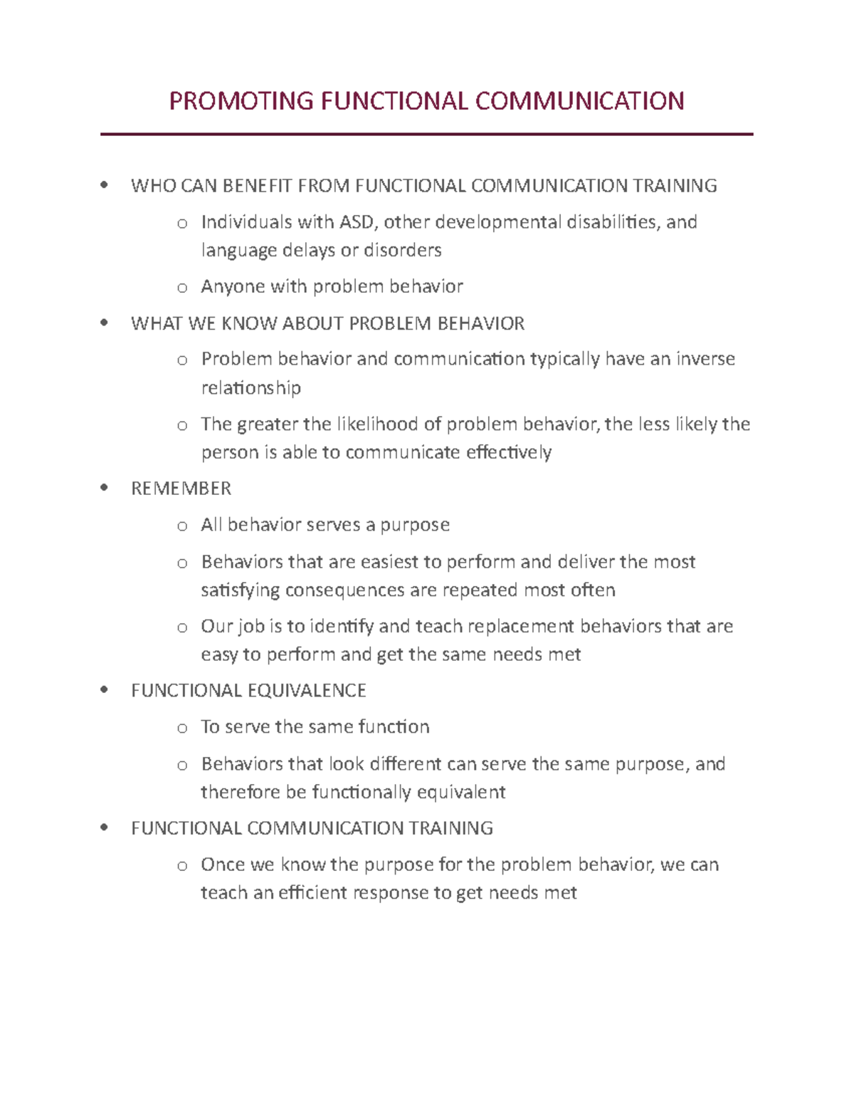 Promoting Functional Communication - PROMOTING FUNCTIONAL COMMUNICATION ...