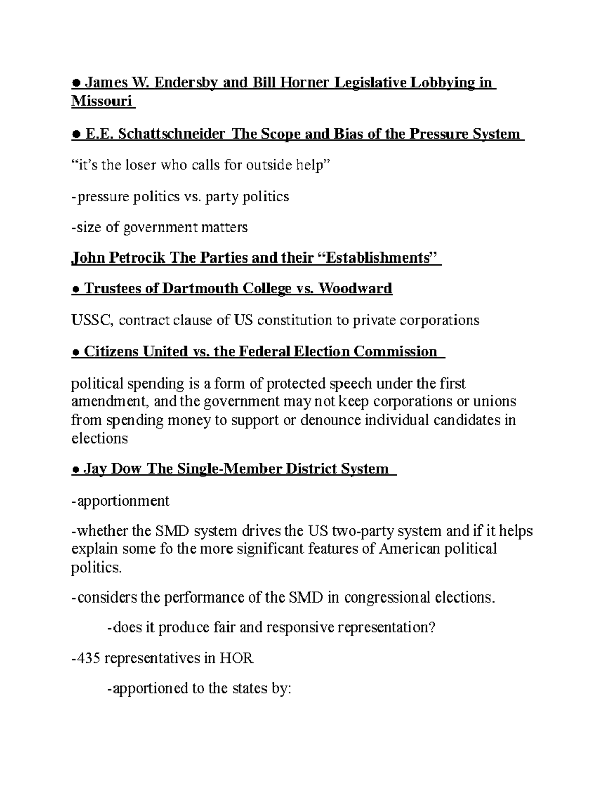 American Government Notes for Test 3 - James W. Endersby and Bill ...