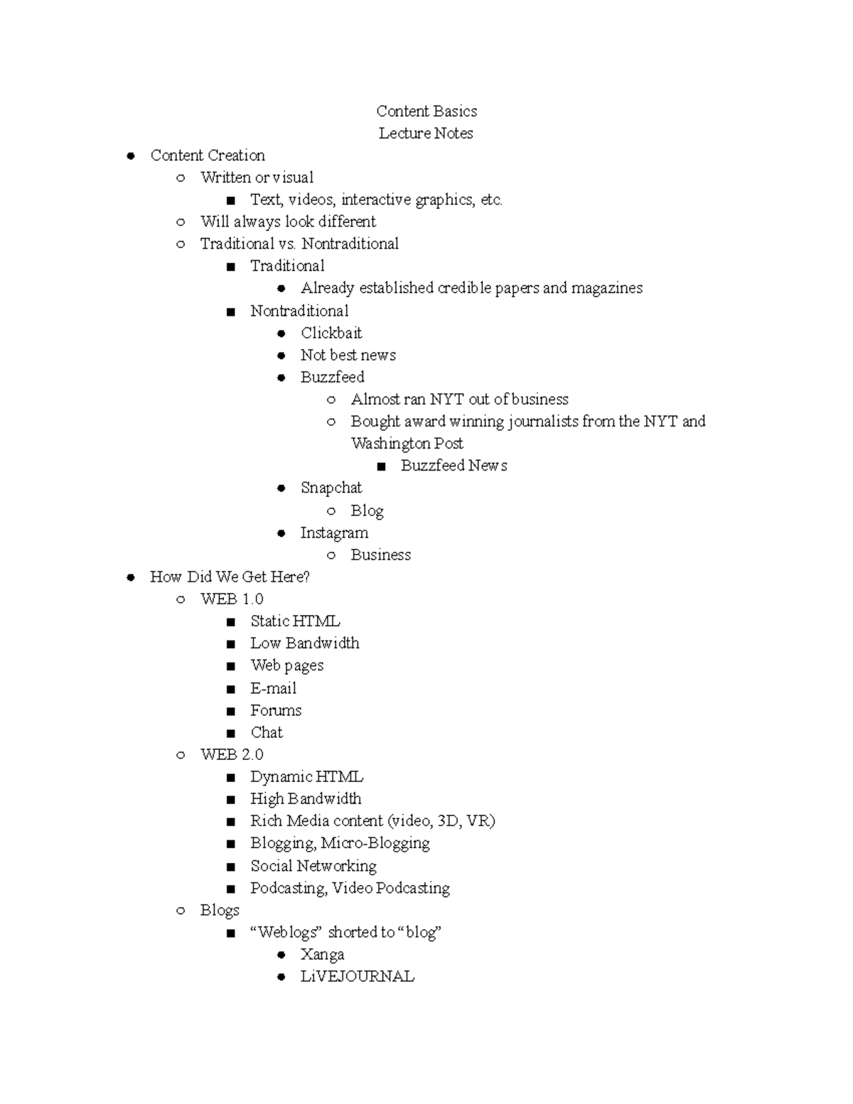 Content Basics (10 12 22) - Content Basics Lecture Notes Content ...