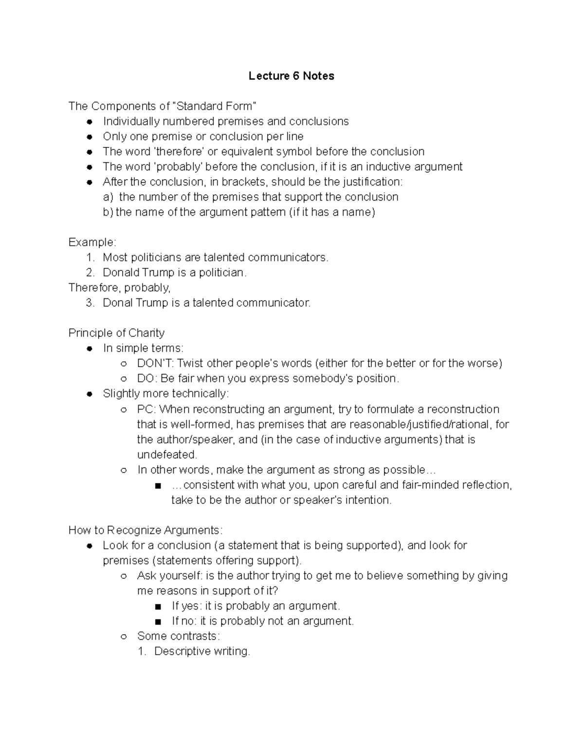 Lecture 6 - Lecture 6 Notes The Components of “Standard Form ...