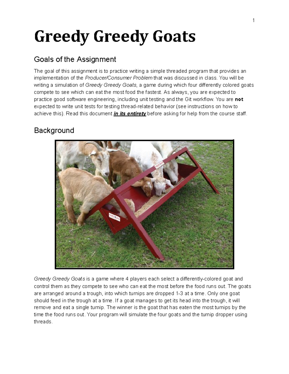 Greedy Greedy Goats - Greedy Greedy Goats Goals of the Assignment The ...