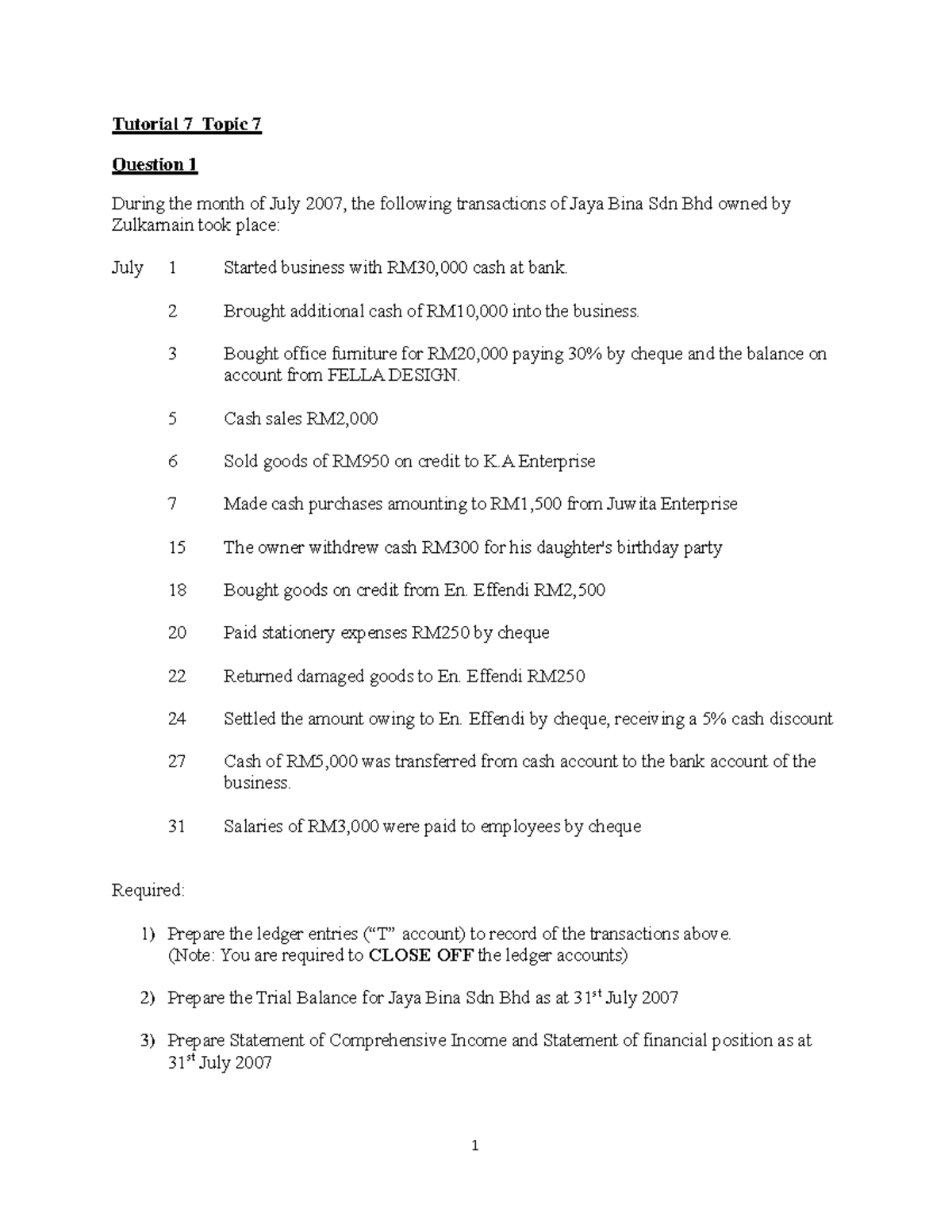 224241 Tutorial 7 Tpc 7 - Tutorial 7 Topic 7 Question 1 During the ...