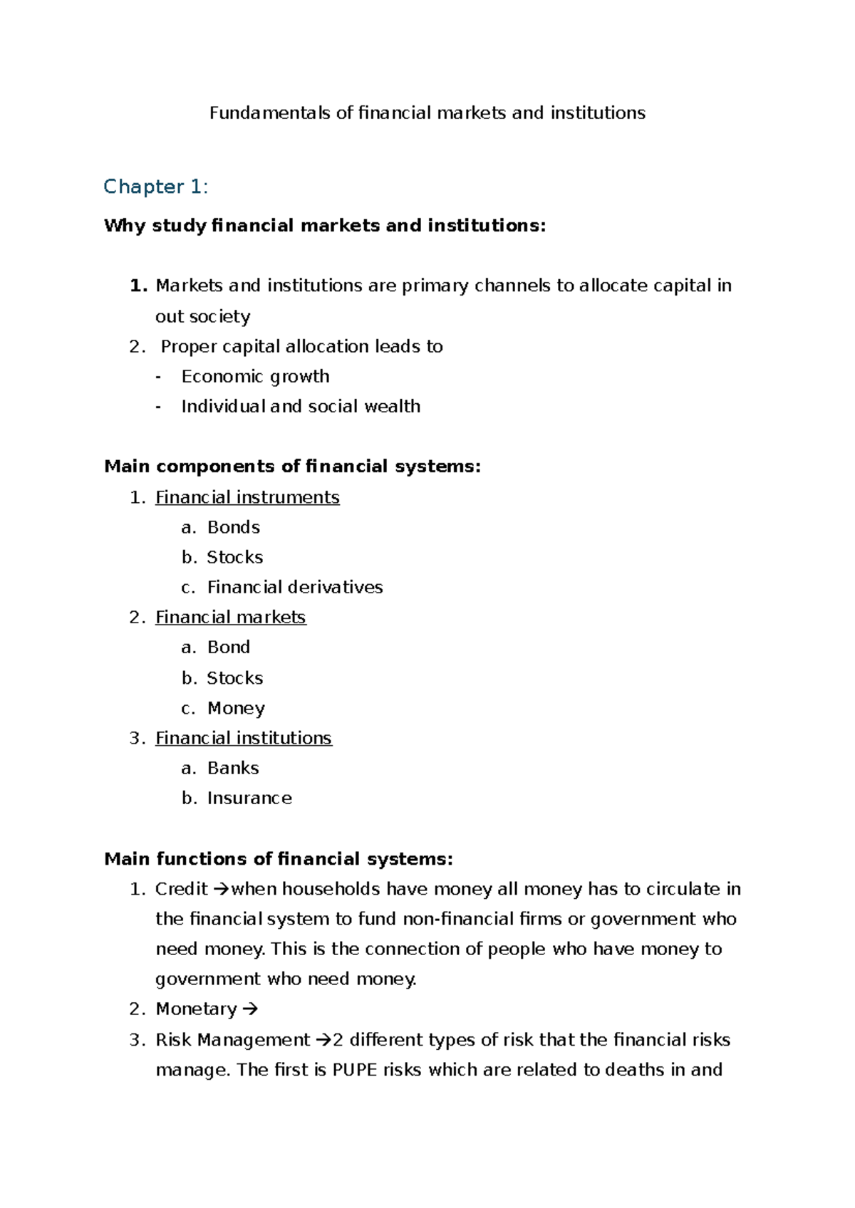 Fundamentals of financial markets and institutions notes - Fundamentals ...