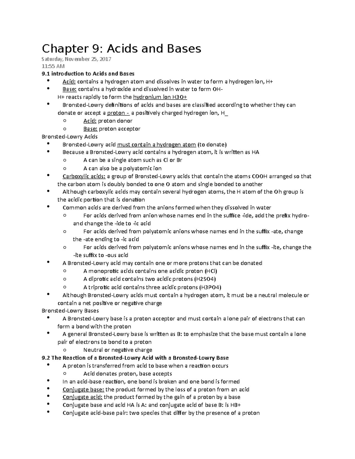Chapter 9: Acids and Bases - Studocu