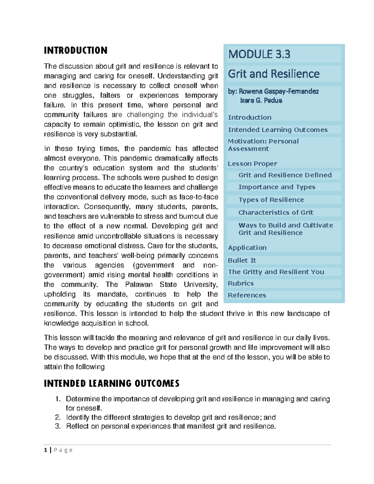 M3L3 Grit-Revision-3 - GRIT AND RESILIENCE - INTRODUCTION The ...