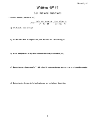 Written hw 6 - college algebra homework - MTH 111 - Studocu