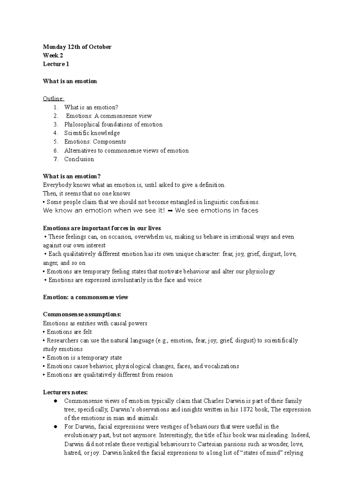 PSYC3034 conceptual issues lectures - Monday 12th of October Week 2 ...