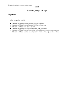 Lab 02 Introduction to Emu8086 - Lab 2 Introduction to Emu Objectives After completing this lab ...