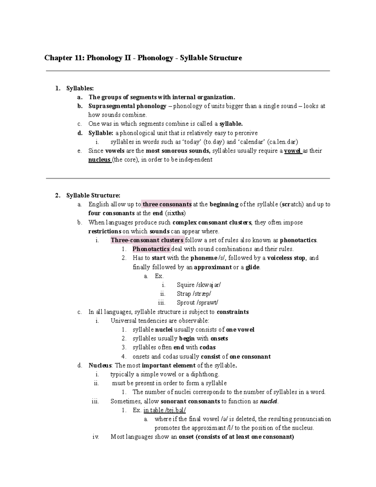 Linguistic Final Exam Notes on each chapter - Chapter 11: Phonology II ...