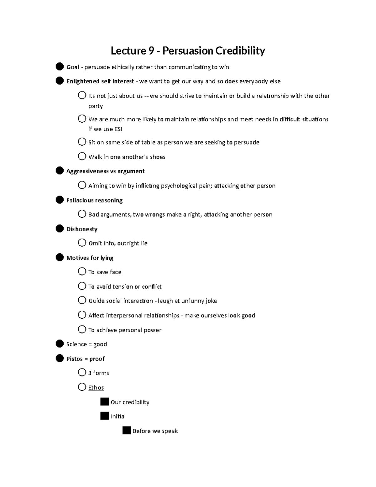 Lecture 9: Persuasion Credibility - Lecture 9 - Persuasion Credibility ...