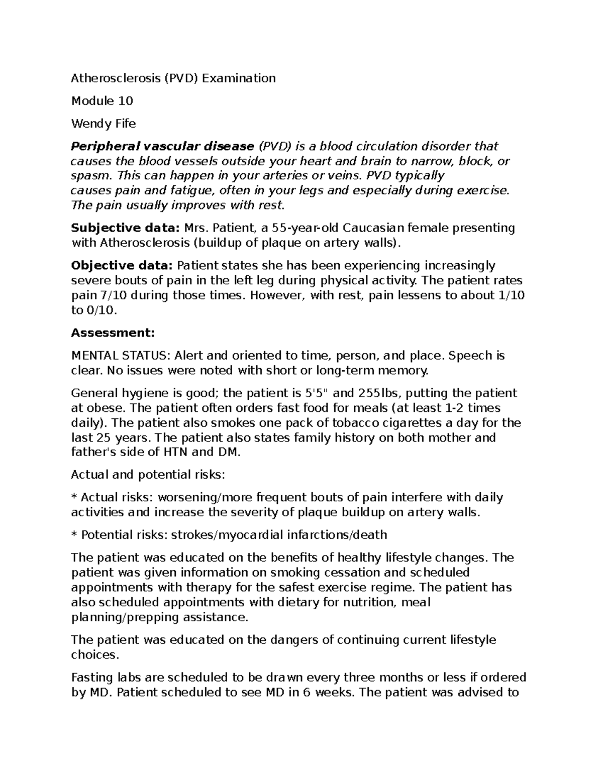 Atherosclerosis for Multidimensional Care II - Atherosclerosis (PVD ...