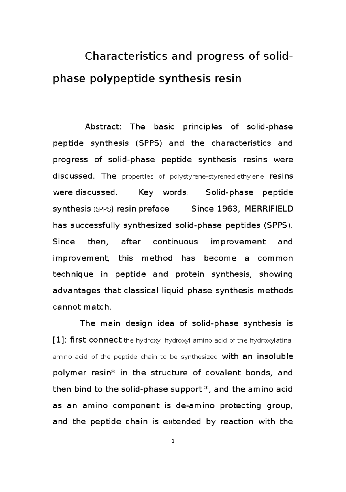 Characteristics and progress of solid-phase polypeptide synthesis resin - The properties of ...