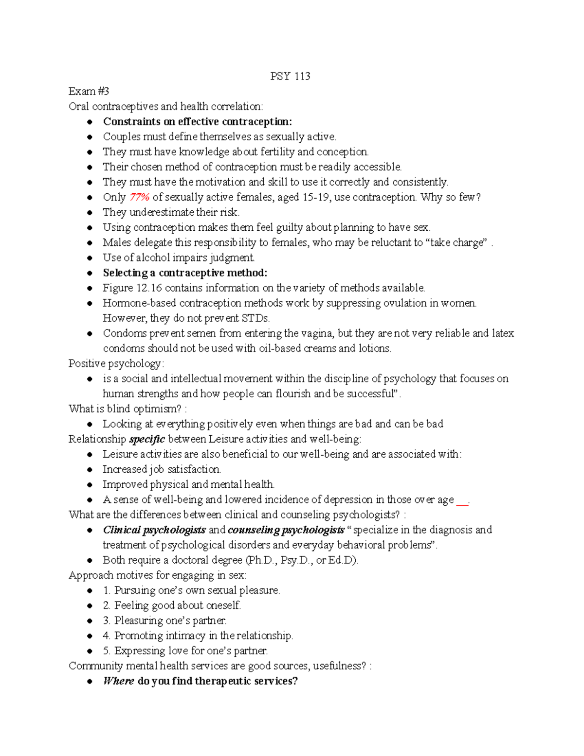 PSY 113 Exam 3 - Professor Susan Boatwright, lecture notes that cover ...