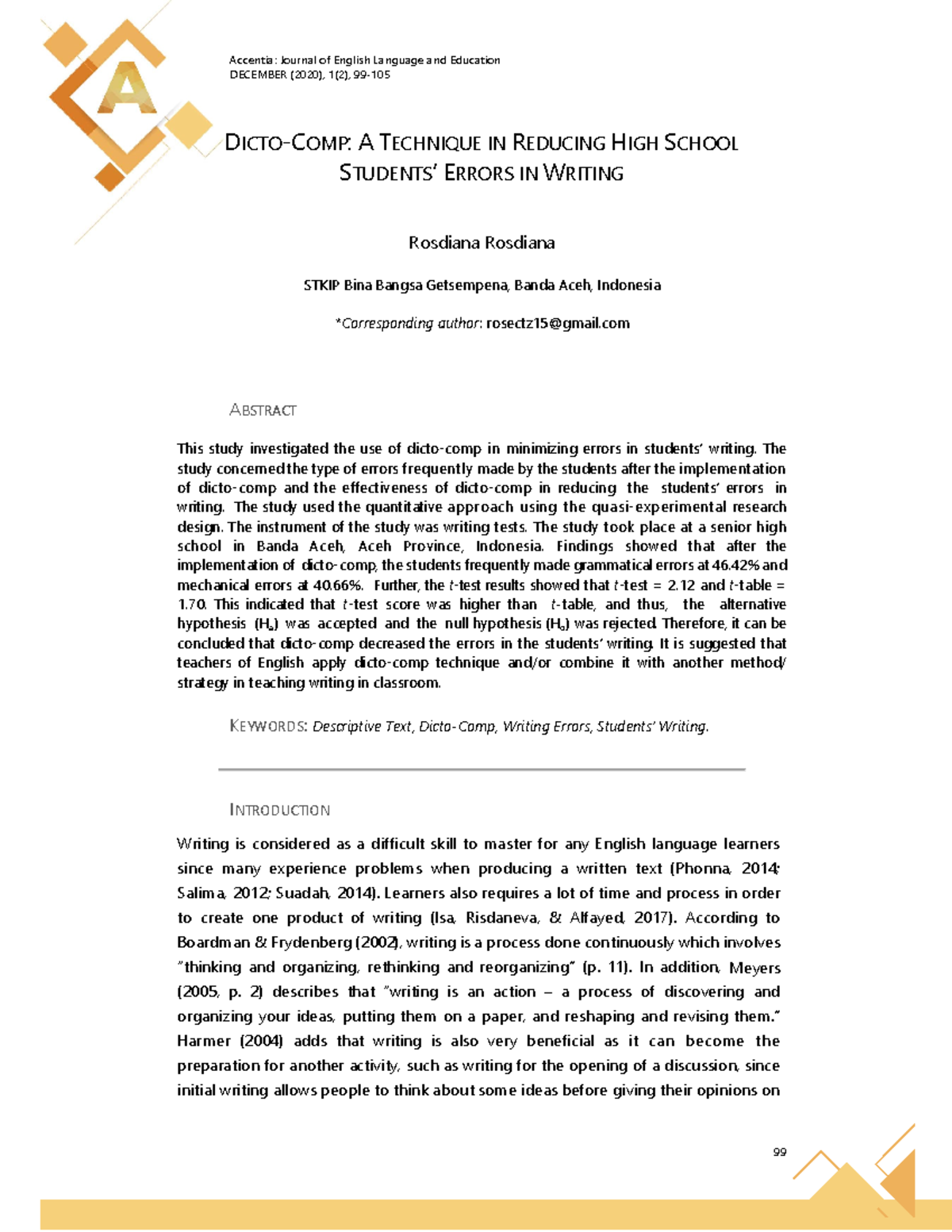 Dicto-Comp- A technique in reducing high school students’ errors in ...
