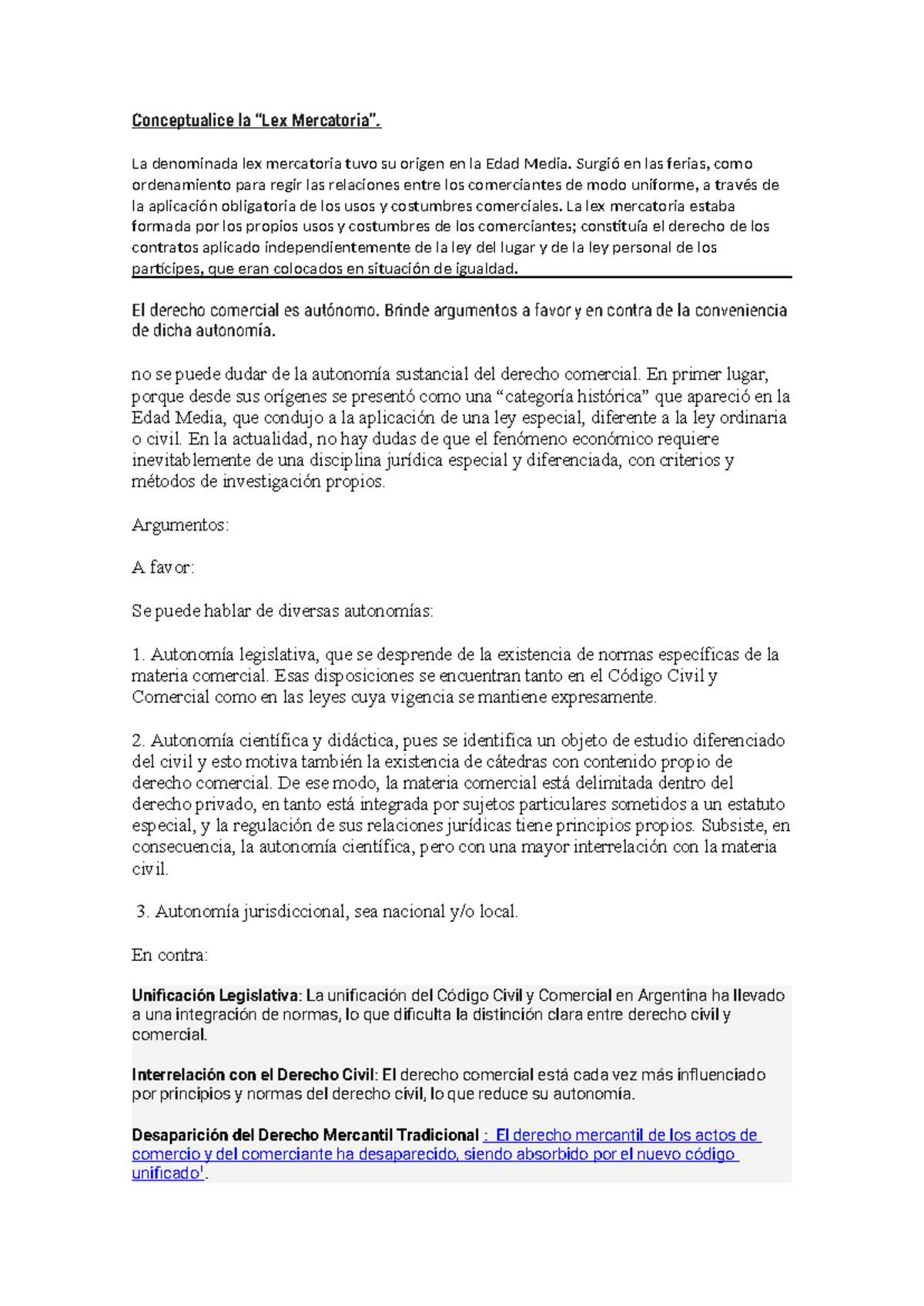 Guia lex mercatoria unid 1 - Conceptualice la “Lex Mercatoria”. La denominada lex mercatoria ...