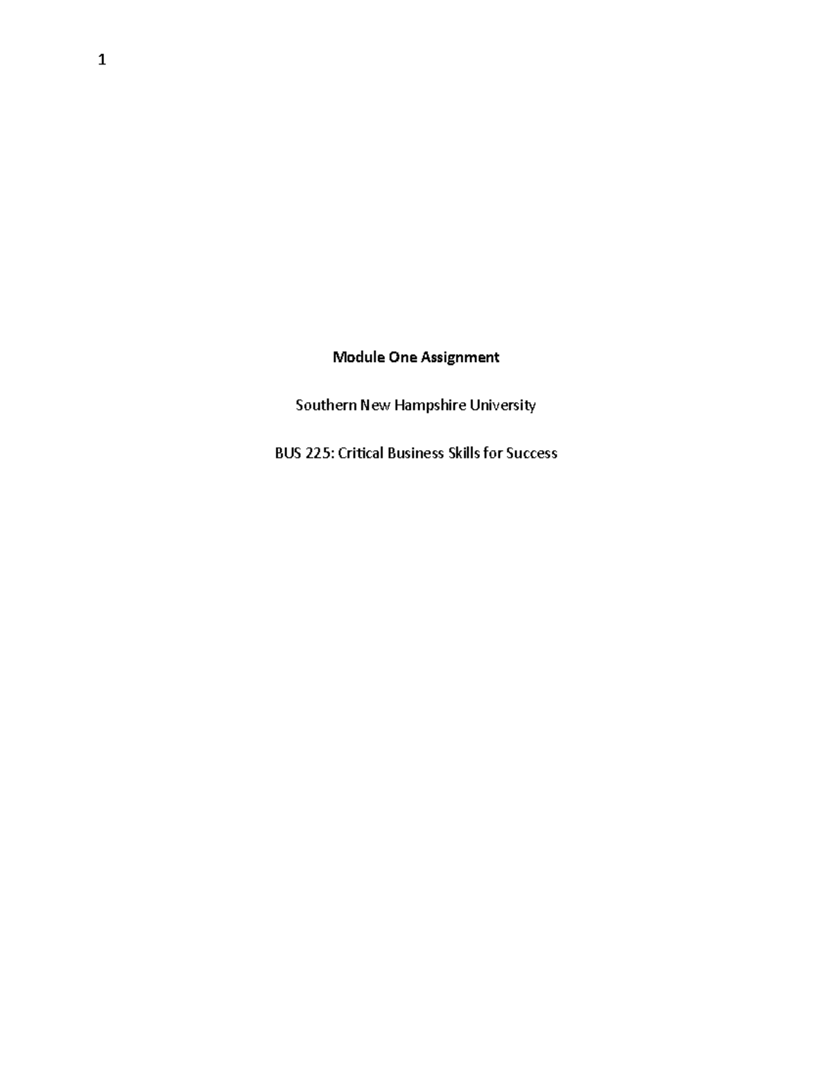 BUS225 Module One Assignment - Module One Assignment Southern New ...