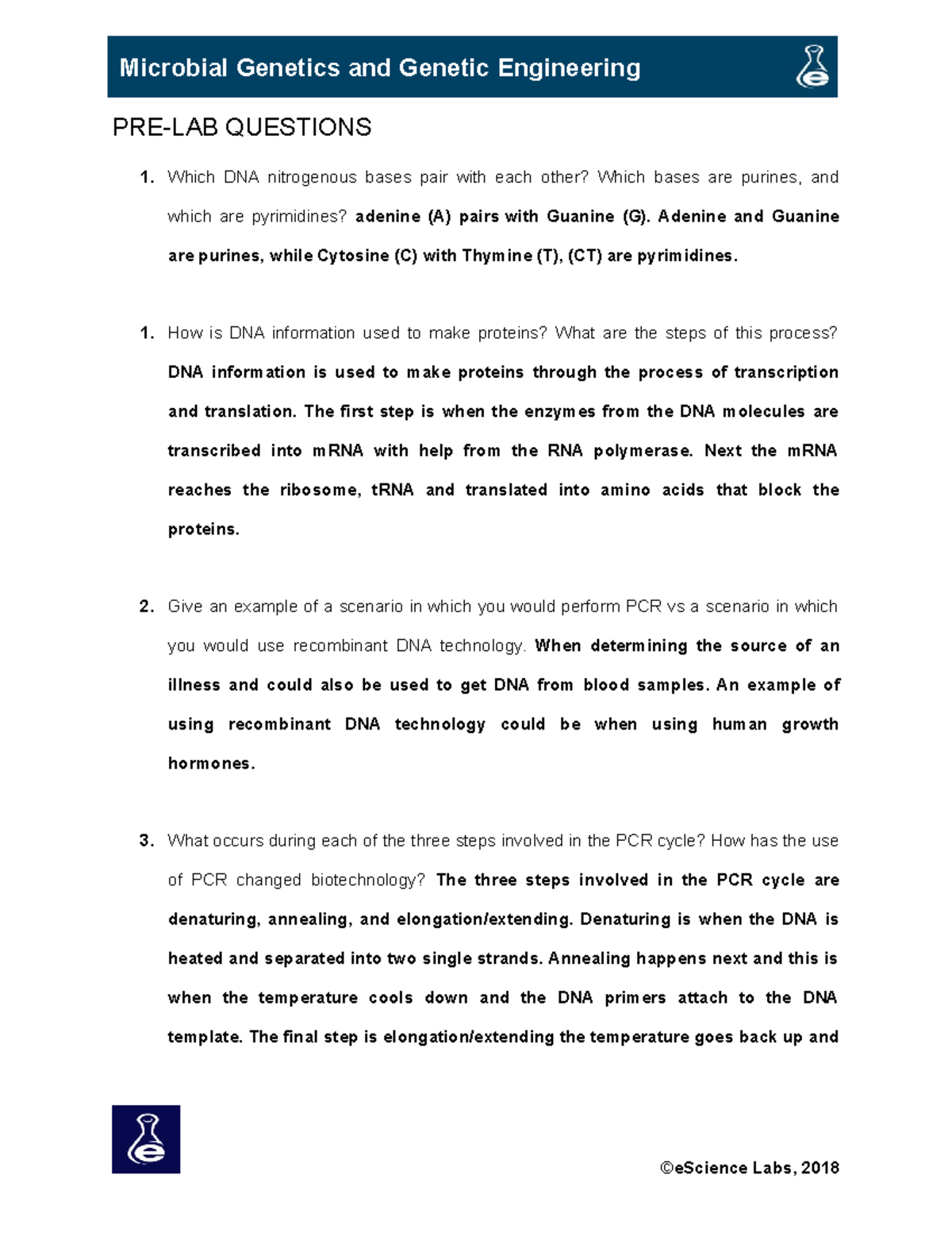 Workbook - Lab 11 Microbial Genetics & Recombinant DNA Workbook ...