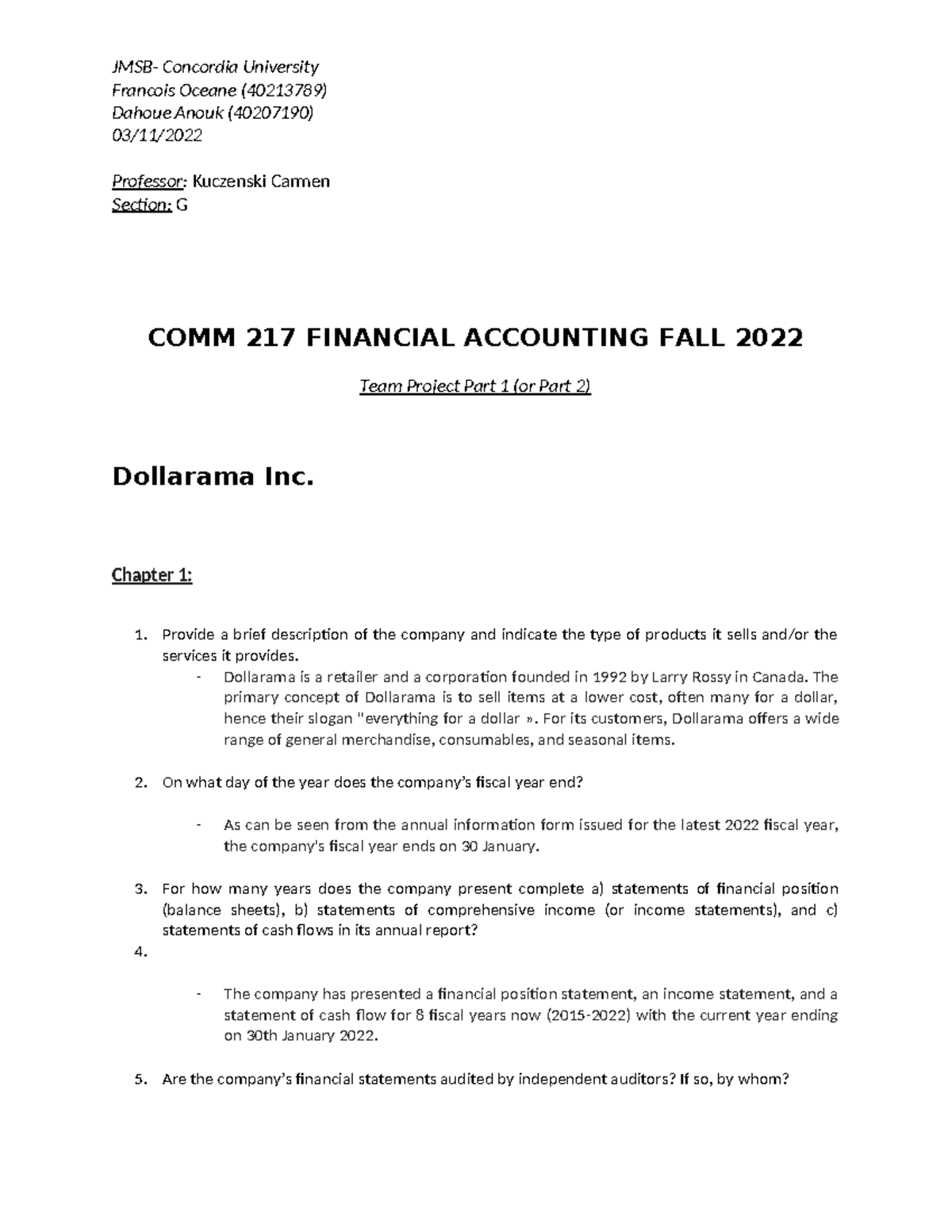 Comm 217 - Francois Oceane (40213789) Dahoue Anouk (40207190) 03/11 ...