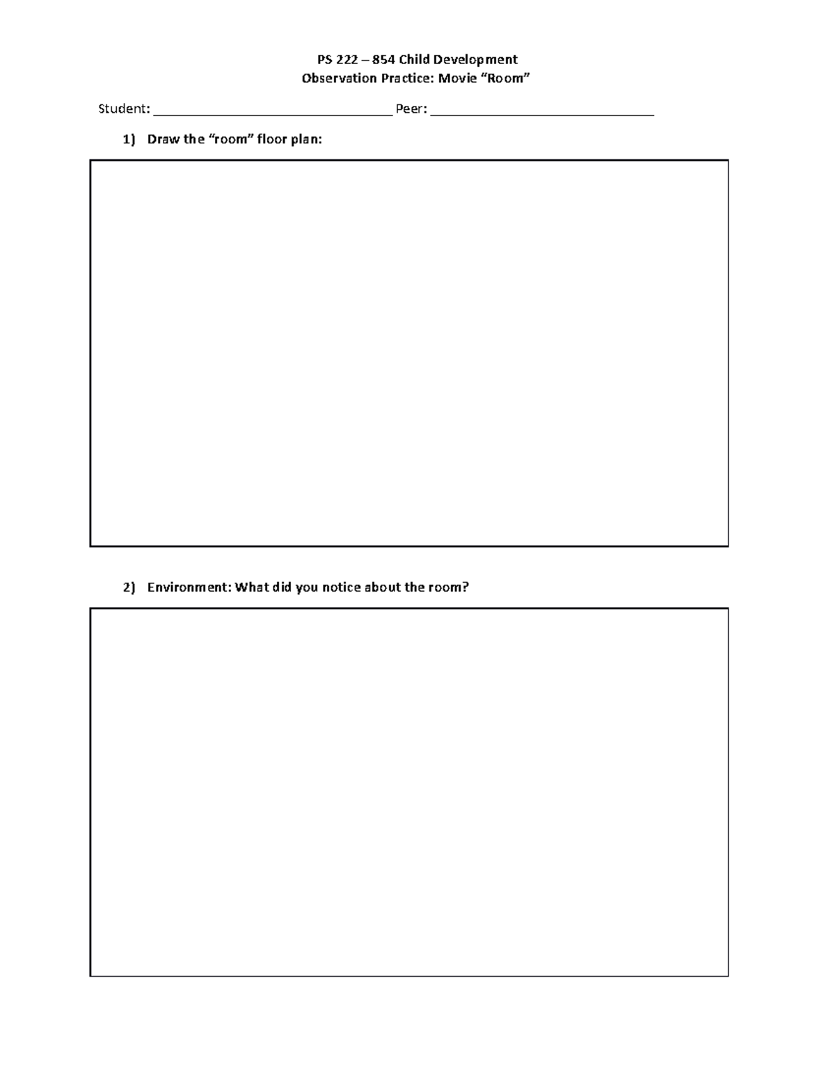 Room - Observation Paper - Practice - PS 222 – 854 Child Development ...