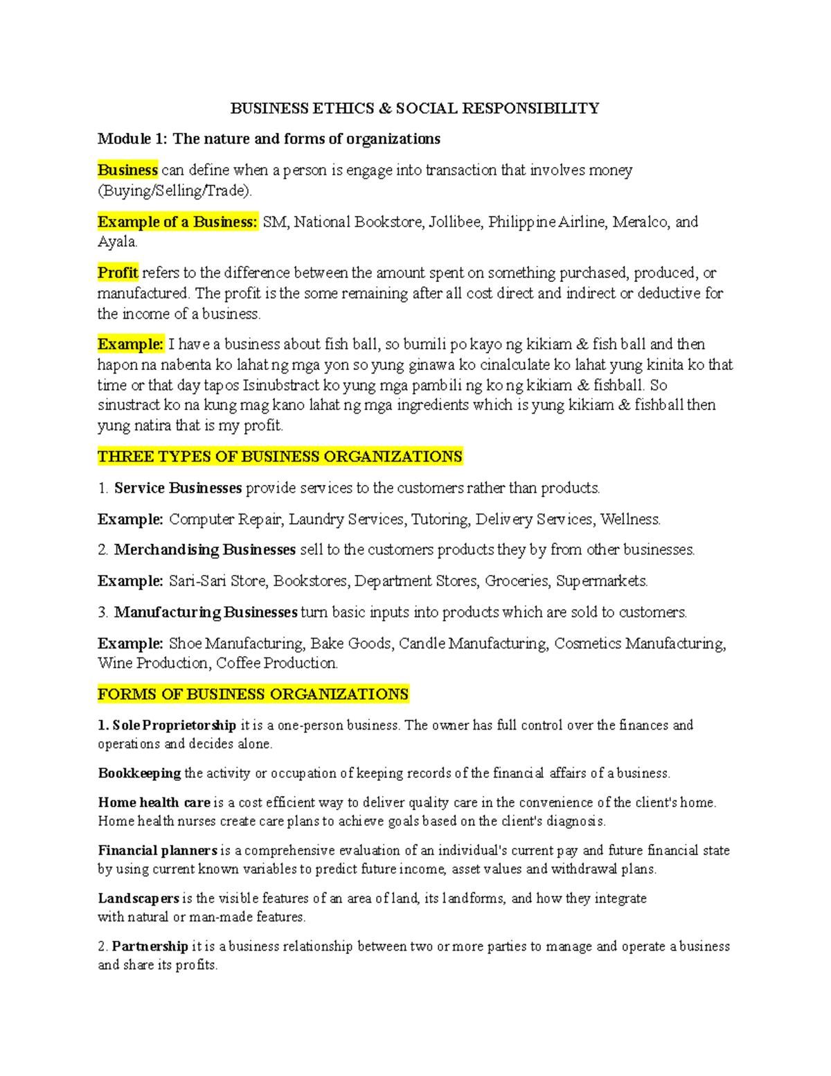 Module 1- Business Ethics & Social Responsibility - BUSINESS ETHICS ...