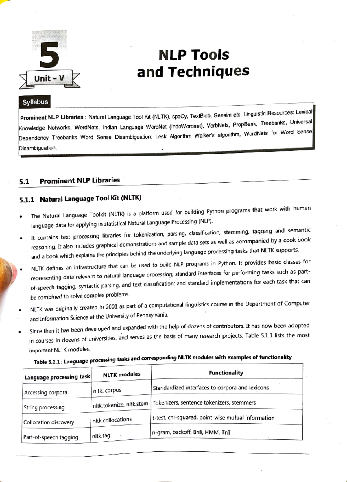 NLP unit 5 6 - vnvn - Bachelor of computer engineering - Studocu