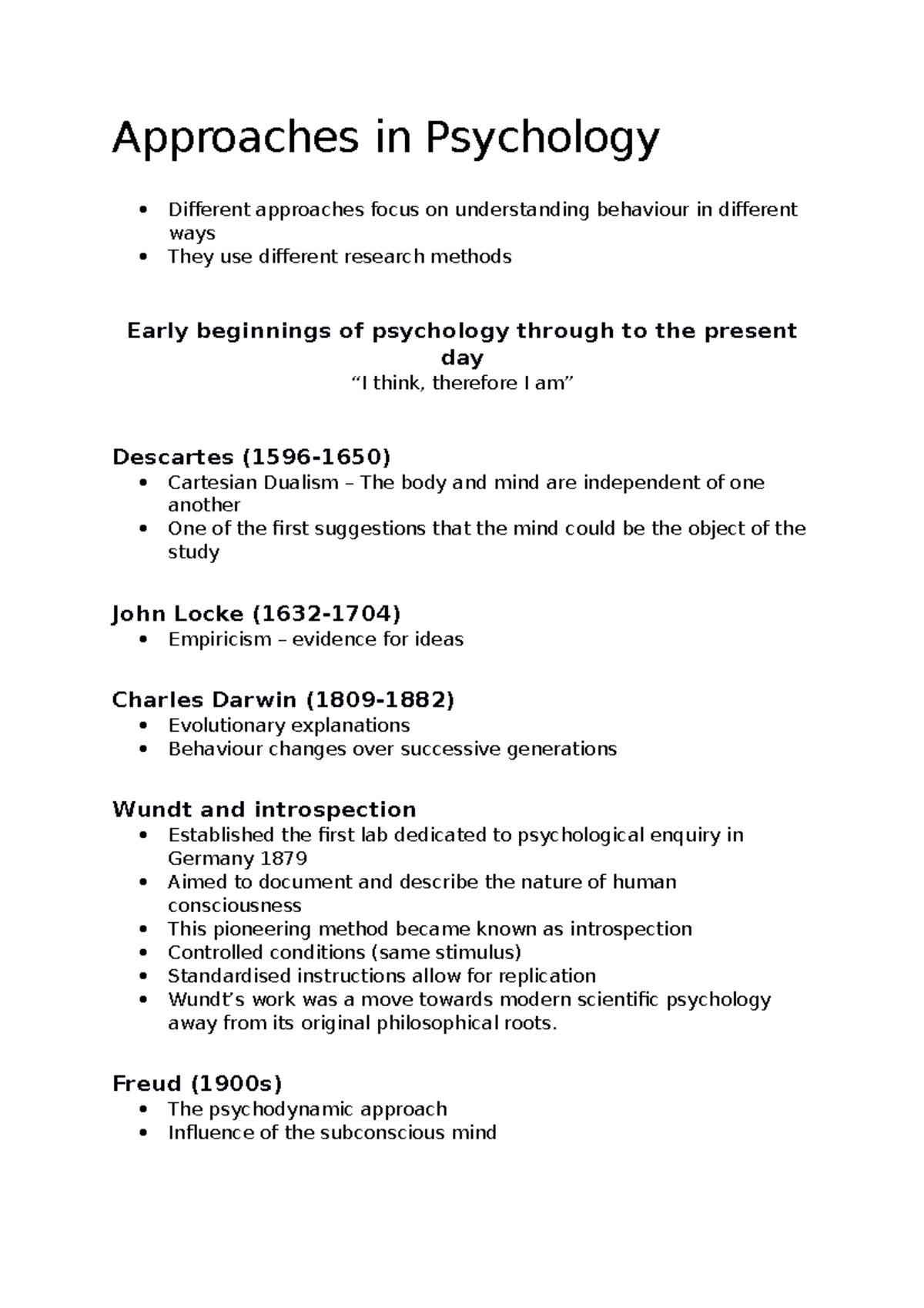 Approaches in Psychology school notes - Approaches in Psychology ...