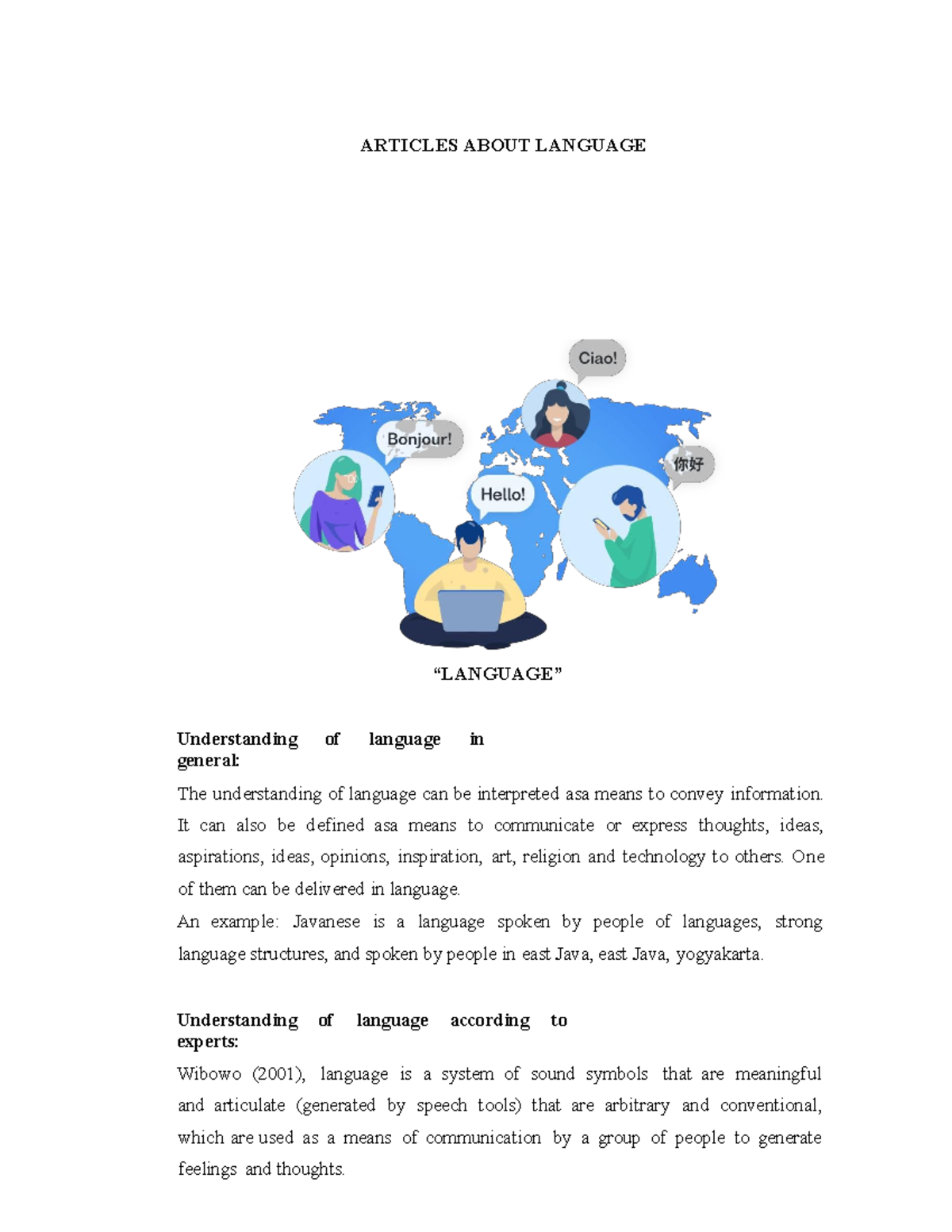 Articles About Language - ARTICLES ABOUT LANGUAGE “LANGUAGE ...