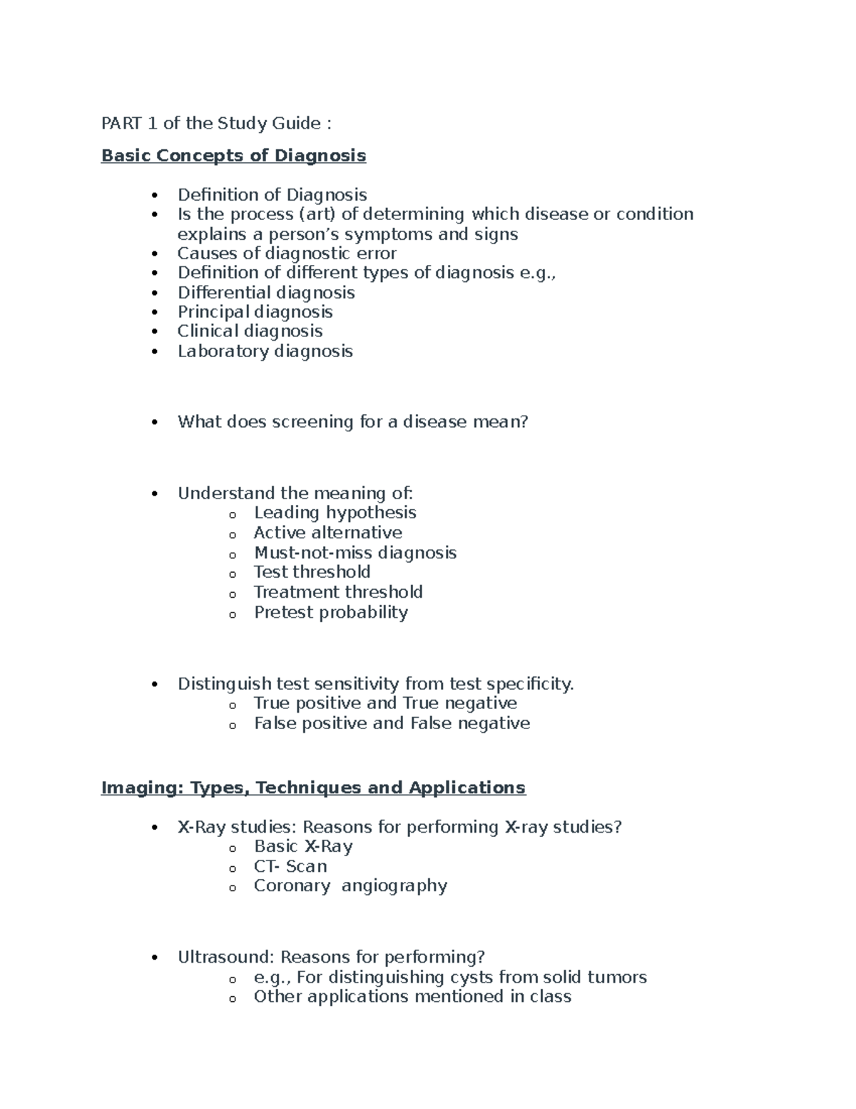 Cop exam 1 sg - study guide concepts of patho - PART 1 of the Study Guide : Basic Concepts of ...