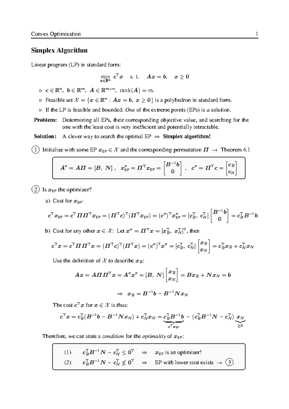 Simplex Method step by step - Convex Optimization 1 Simplex Algorithm ...