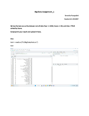 Big Data Assignment 3 Sireesha Pasupuleti - Big Data Assignment_ Sireesha Pasupuleti Student Id ...