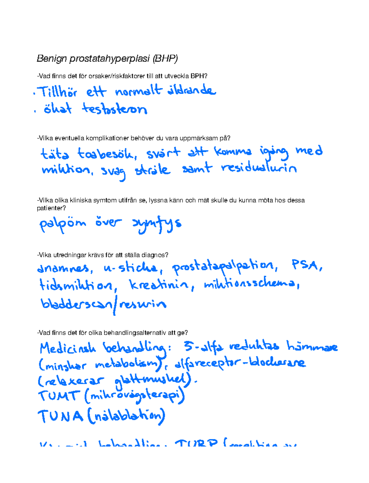Instuderingsfrågor urinvägens sjukdomar 25 sep. 2022 - Benign ...