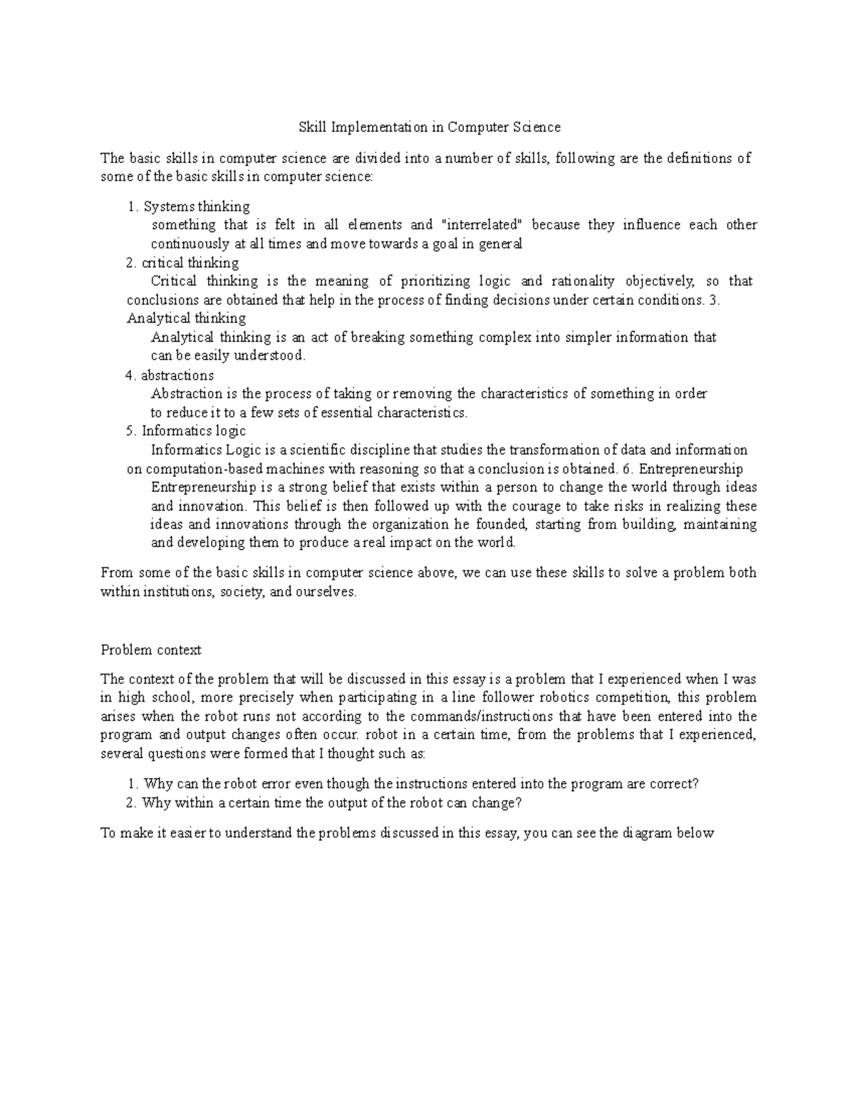 Skill Implementation in Computer Science - 3. Analytical thinking ...
