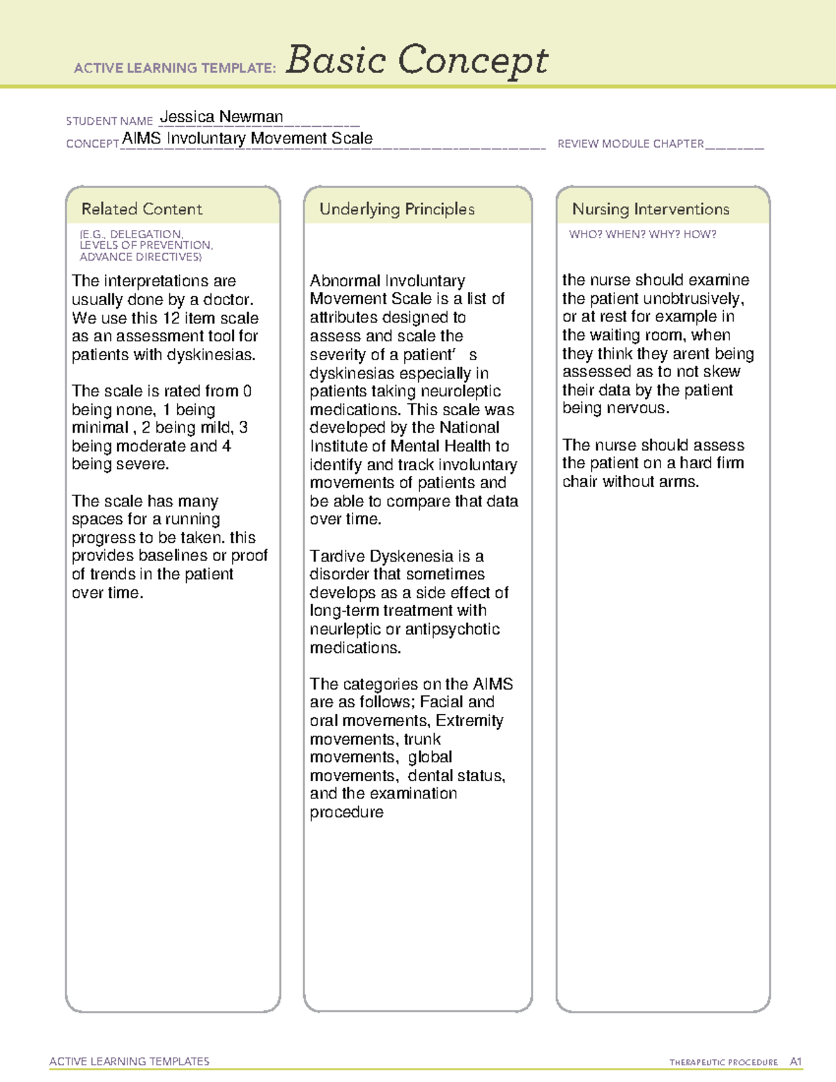 AIMS Involuntary Movement - ACTIVE LEARNING TEMPLATES THERAPEUTIC ...