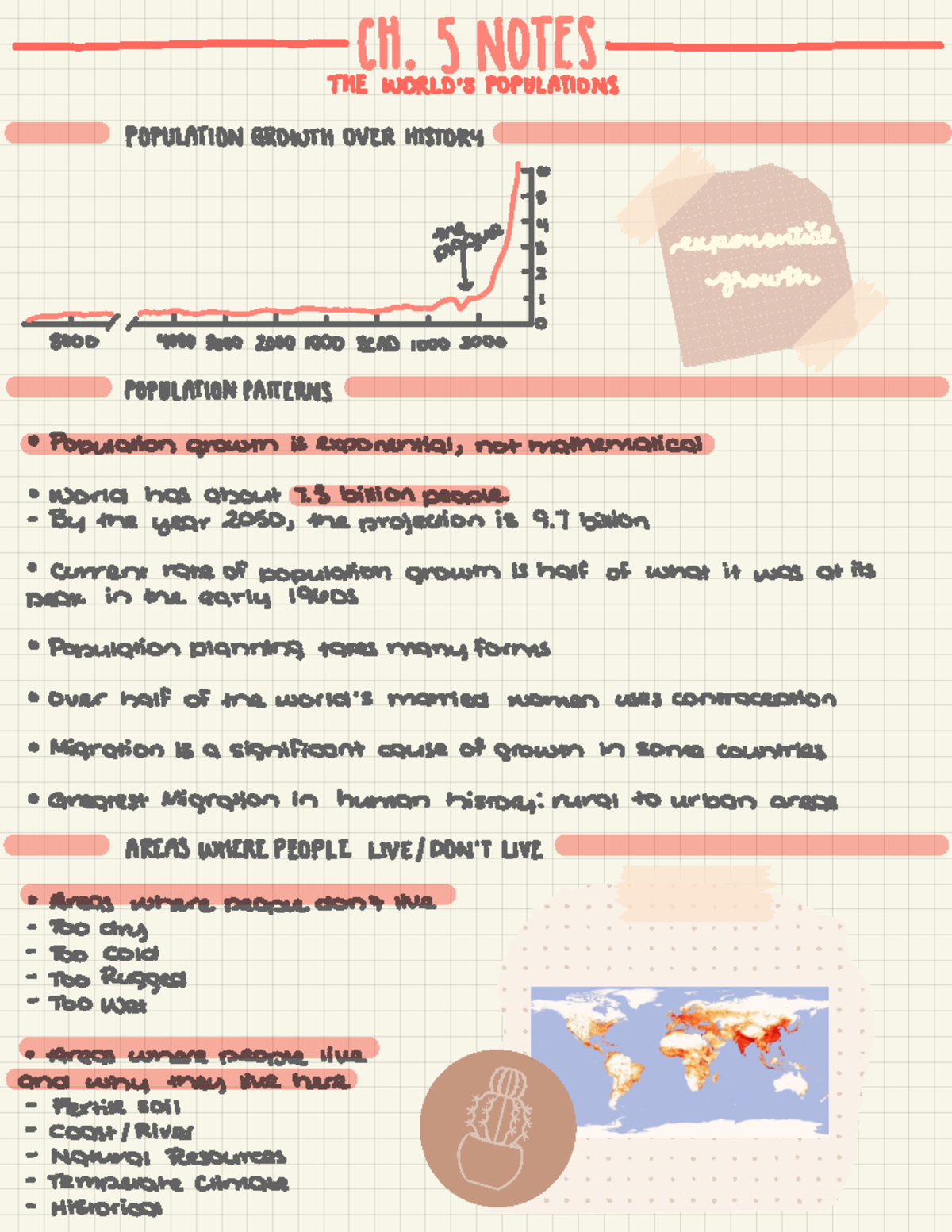 Geography Ch. 5 Notes - Clt . 5 NOTES THE WORLD 'S POPULATIONS ...
