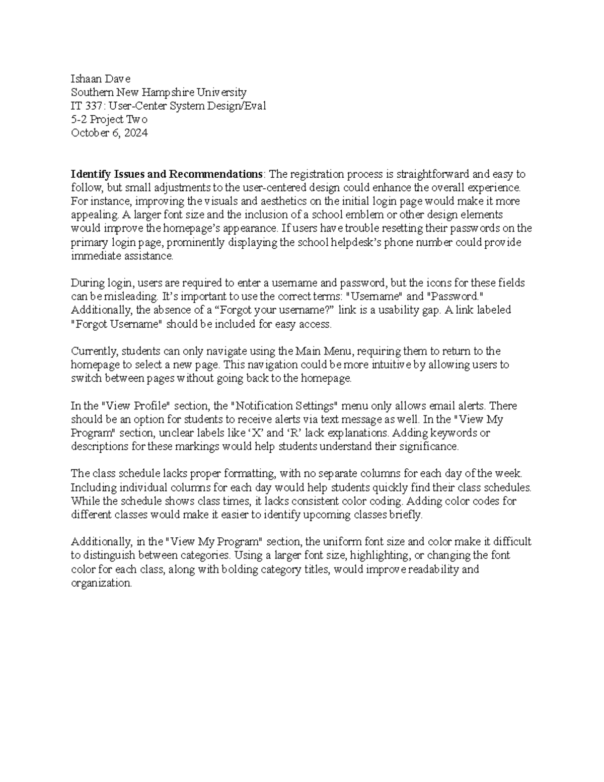 IT 337 Project Two - Ishaan Dave Southern New Hampshire University IT ...