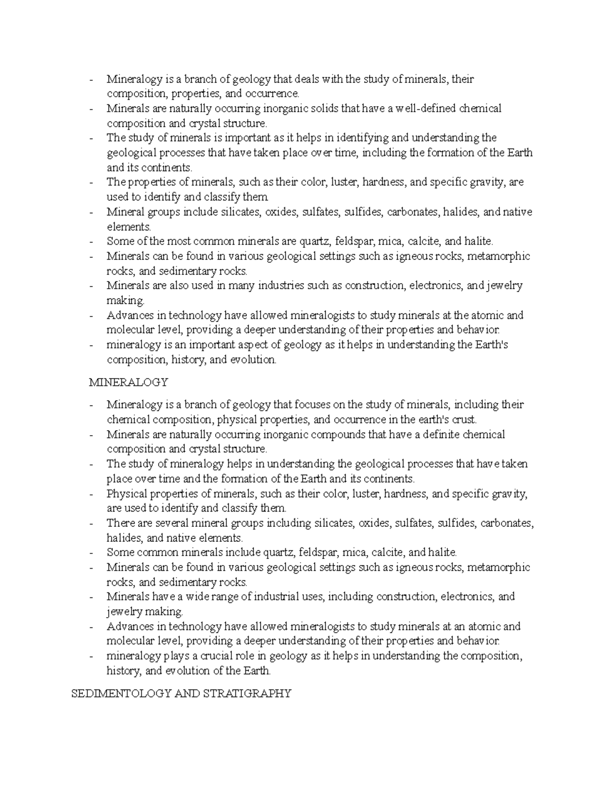 Geology Notes 1 - Formation and change of properties of rocks and ...