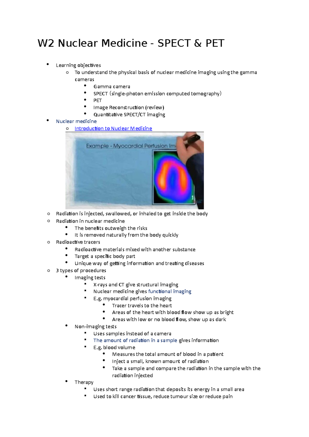 W2 Nuclear Medicine - Lecture summary from Week 2 - W2 Nuclear Medicine ...