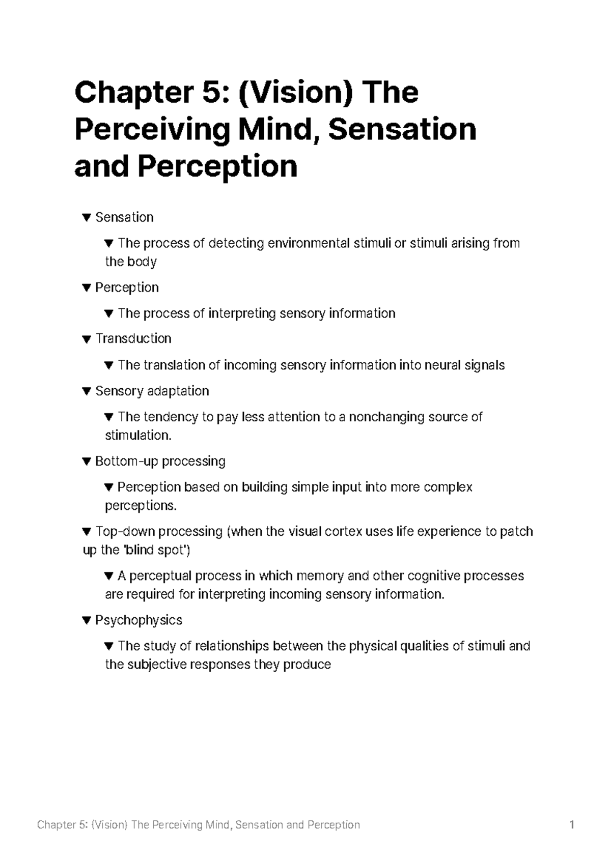 Chapter 5 (Vision) The Perceiving Mind Sensation and Perception ...