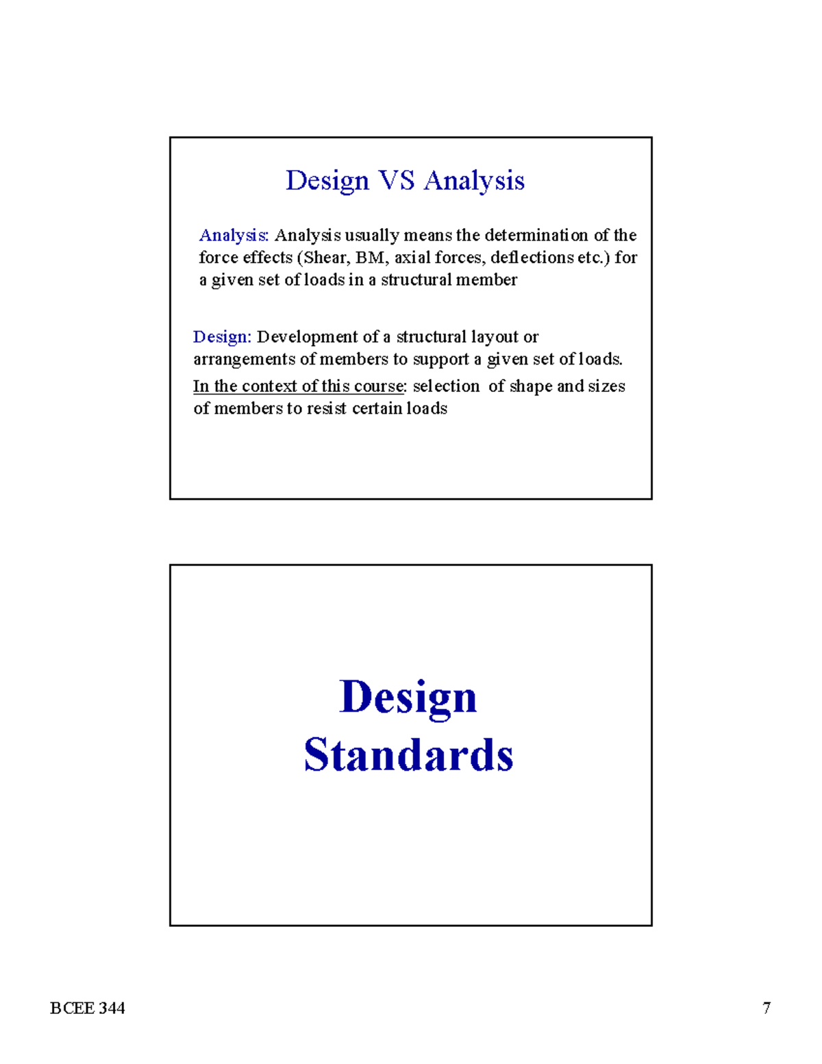Introduction to Structural Design 1 - Design VS Analysis Analysis ...