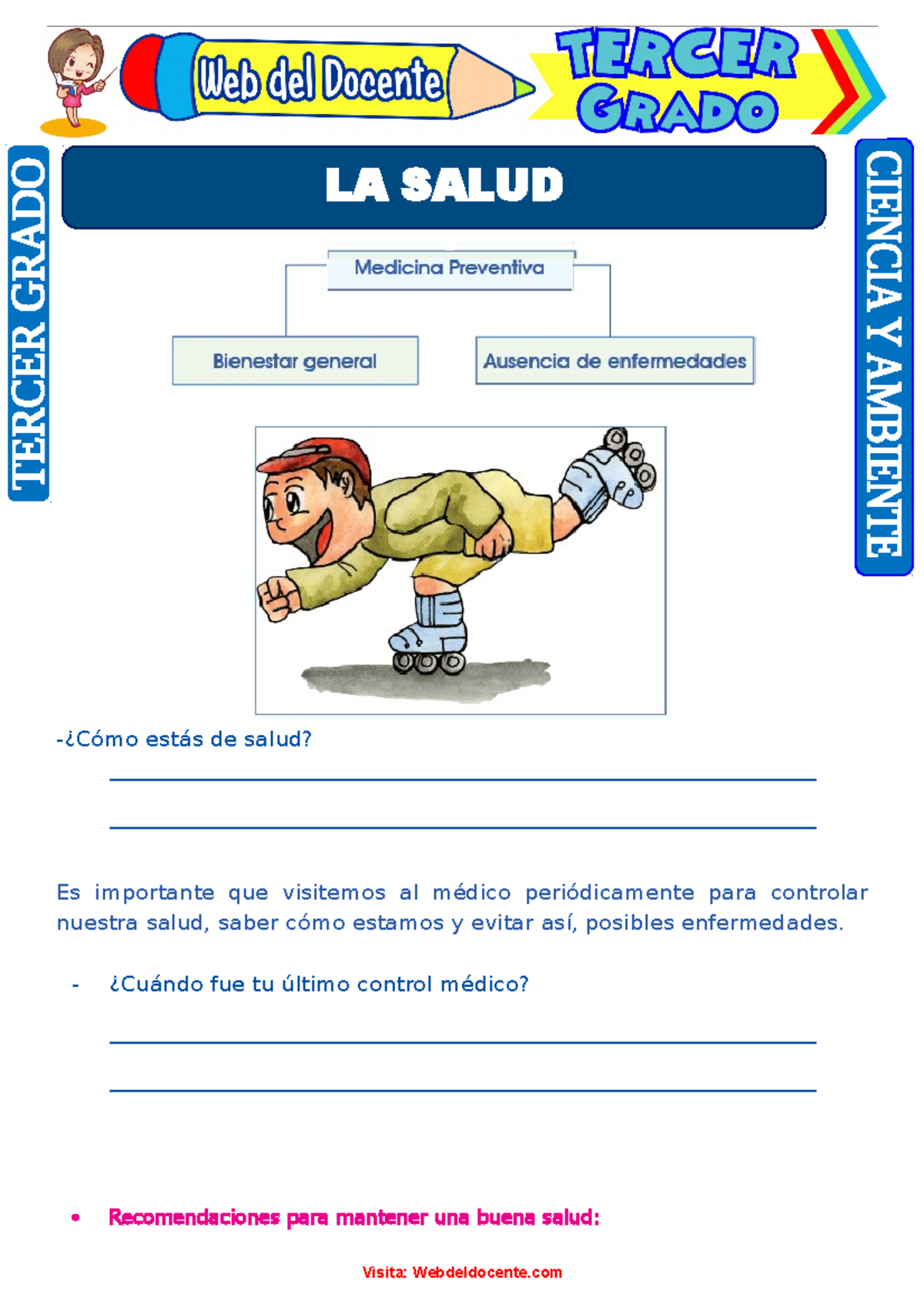 La Salud para Tercer Grado de Primaria -¿Cómo estás de salud? - Studocu