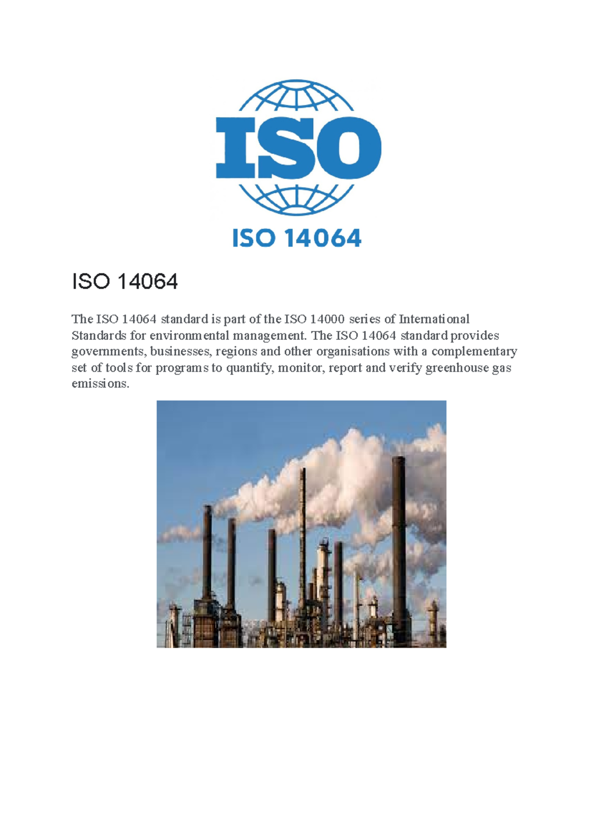 ISO 14064 SHORT NOTES - Studocu