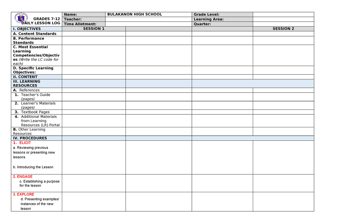 Week-9 - hi hello - GRADES 7- DAILY LESSON LOG Name: BULAKANON HIGH ...