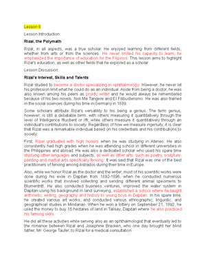 Rizal - Lesson 13: Rizal’s Tripartite View of History - Lesson 13 ...